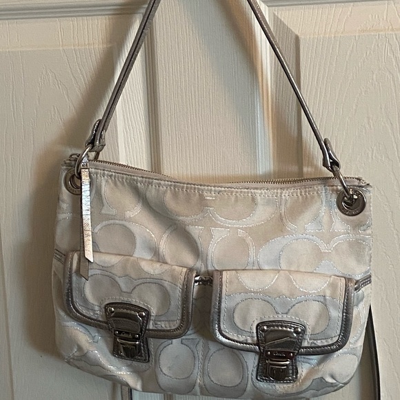 Coach | Bags | Silver And Off White Coach Bag | Poshmark